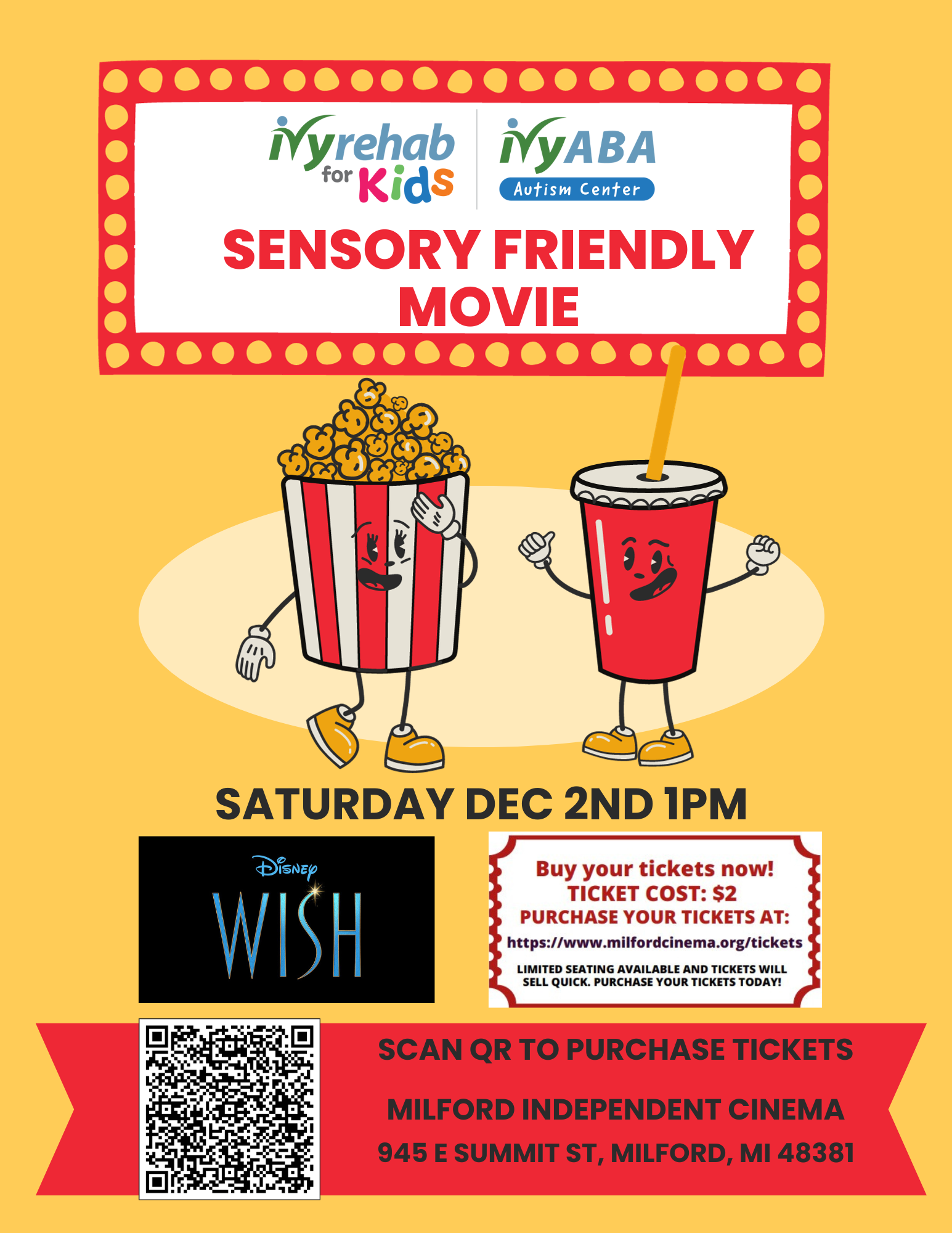 Sensory Friendly Movie Experience - Disney's WISH on Dec 2nd - Nov 10, 2023